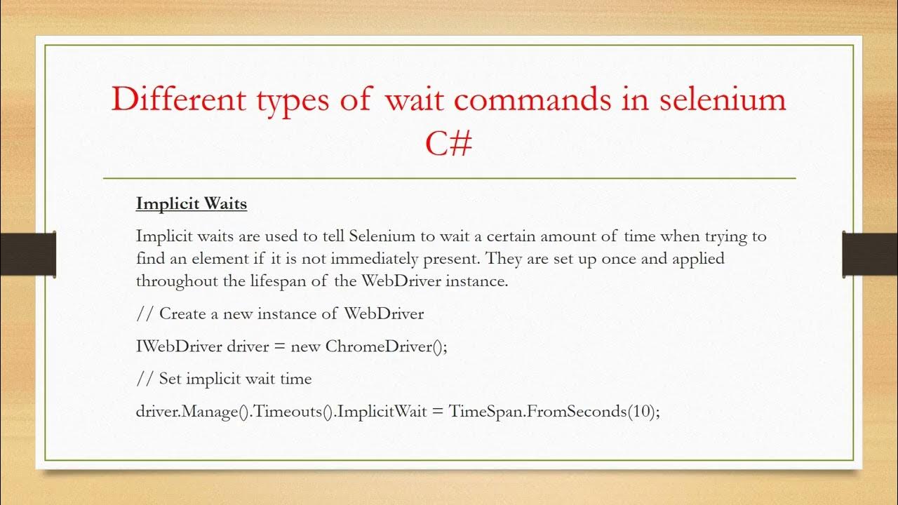 Waits in Selenium C# - YouTube