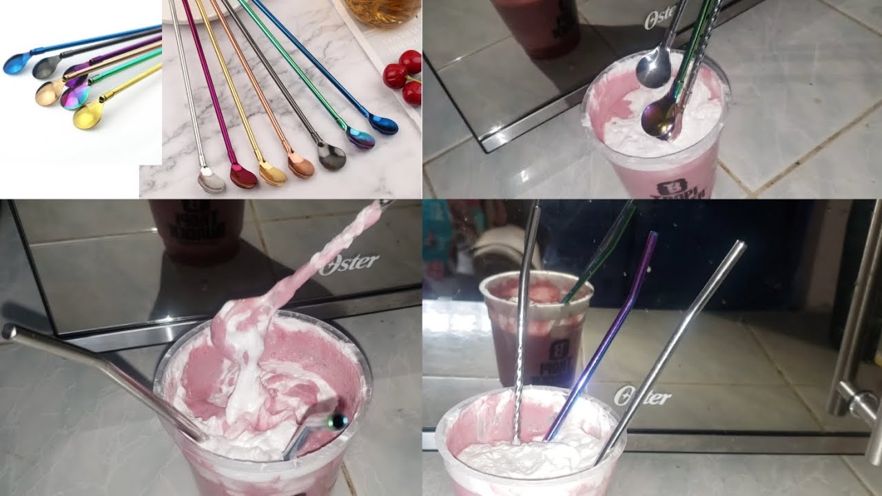 PRUEBA Sorbete Popote Pajita con Jugo Mora Frío Reutilizable de Colores ...