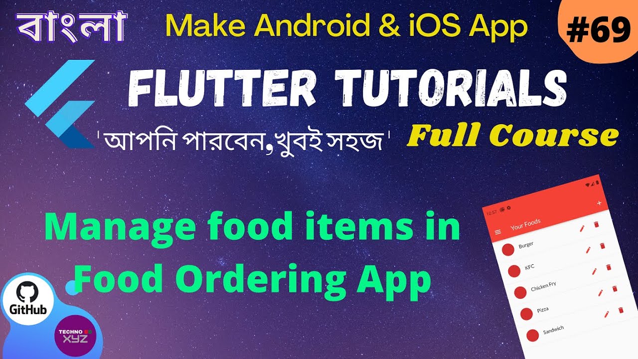 Flutter Bangla Tutorial 69 Manage Food Items In Food Ordering App Youtube