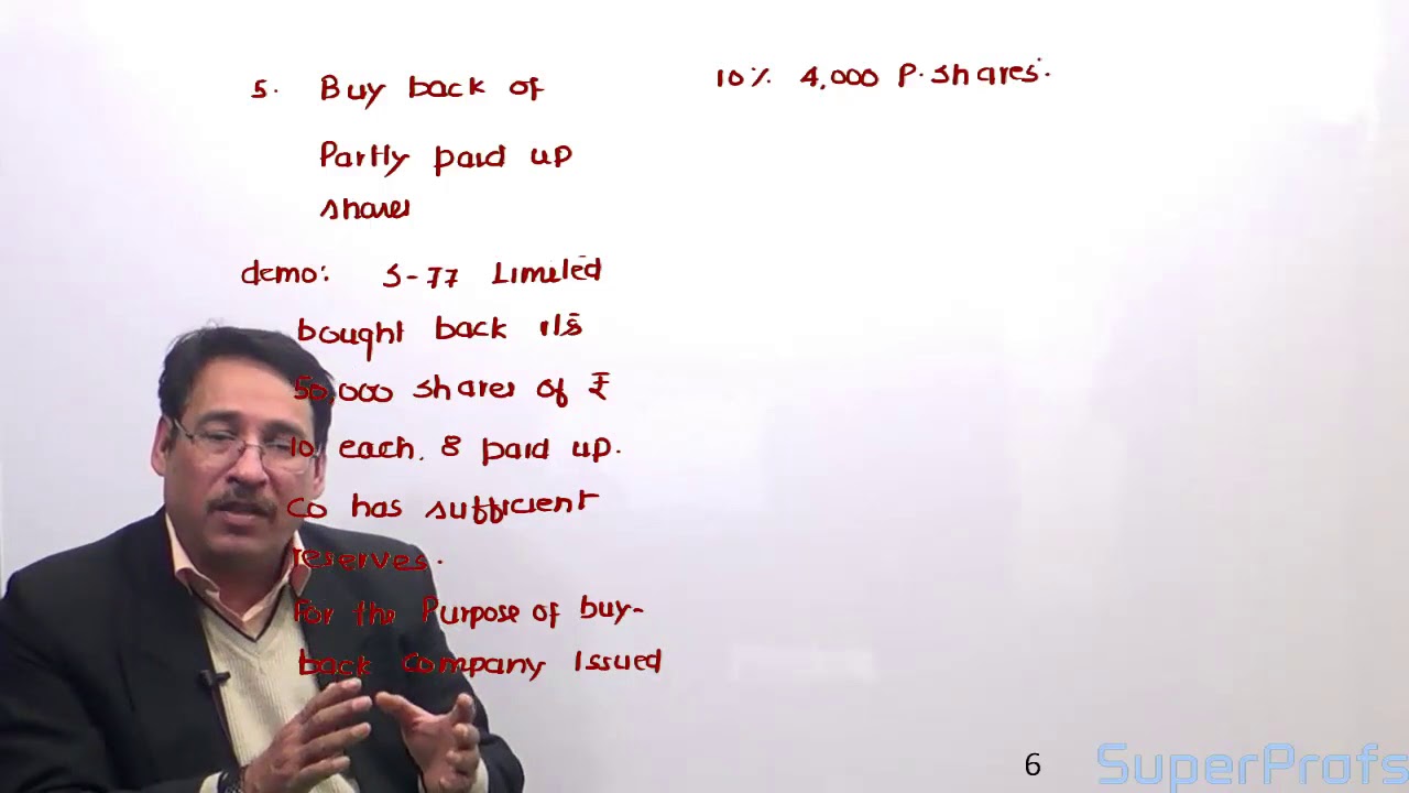 Advanced Accounting Lecture-Buy-Back of Partly Paid up Shares - YouTube