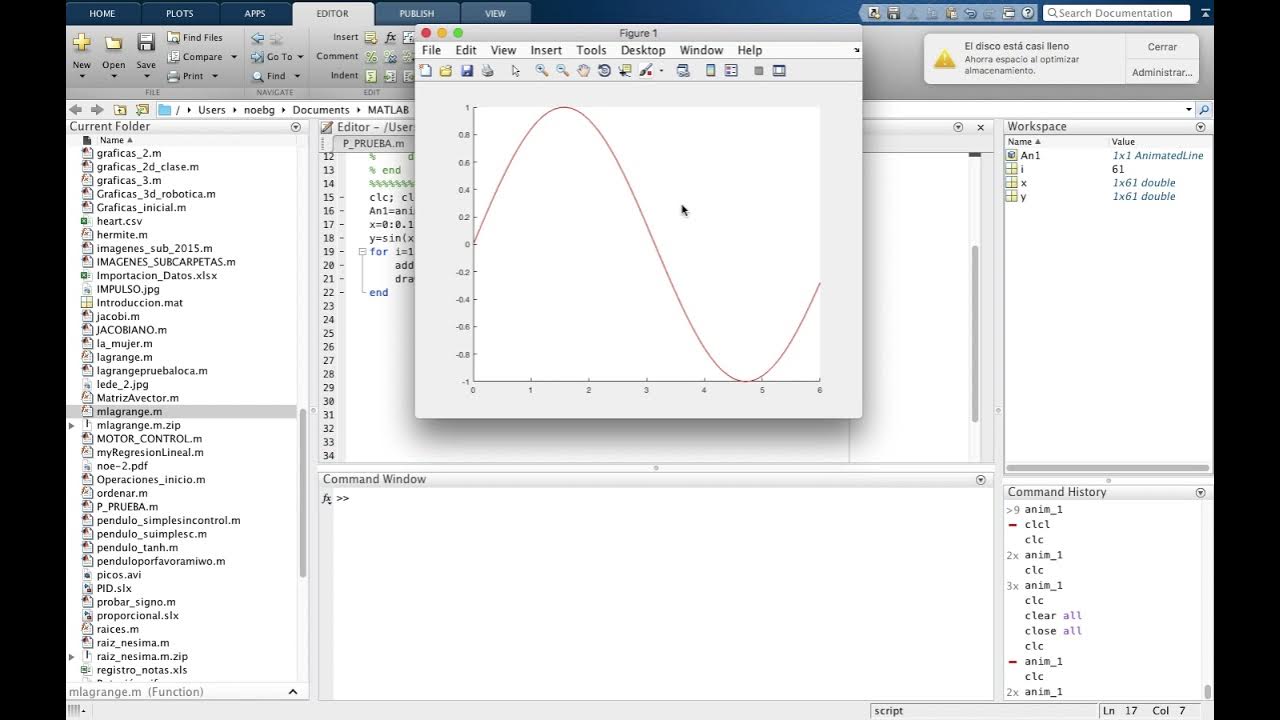 Animación en gráfica MATLAB 2 - YouTube