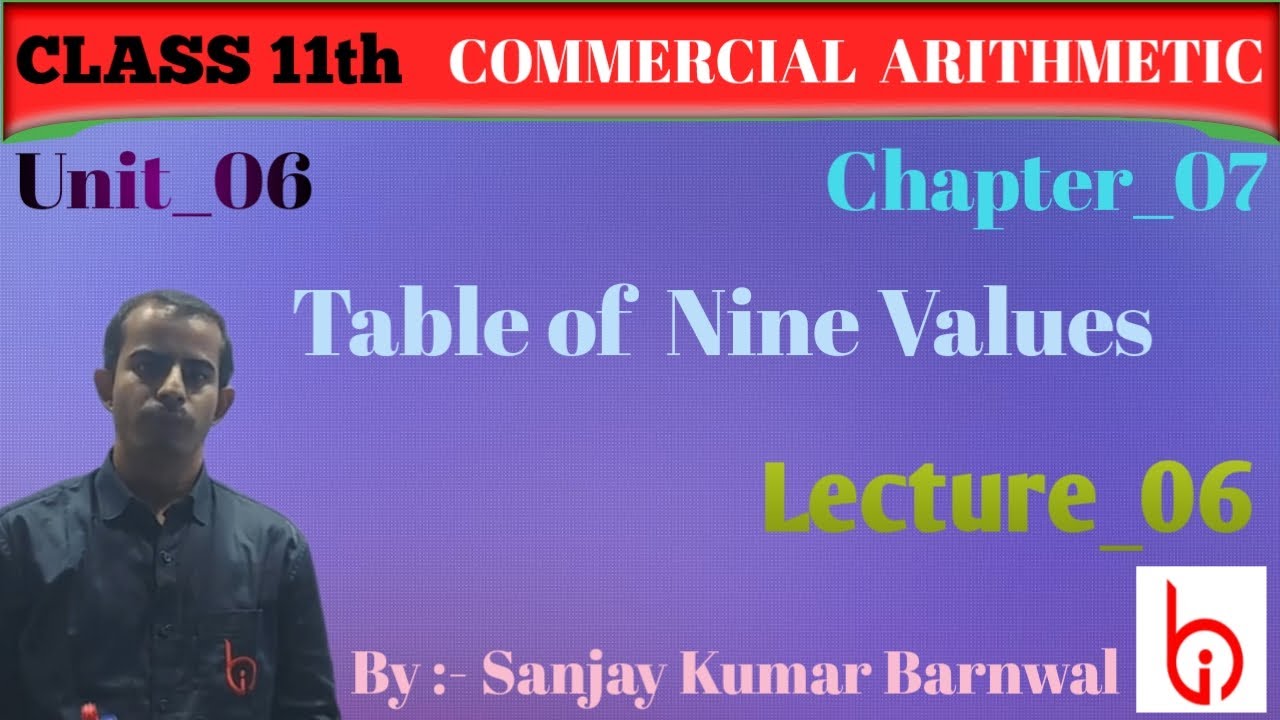 Table of Nine Values (06) || Chapter 07 Unit 06 || Class 11th || By ...
