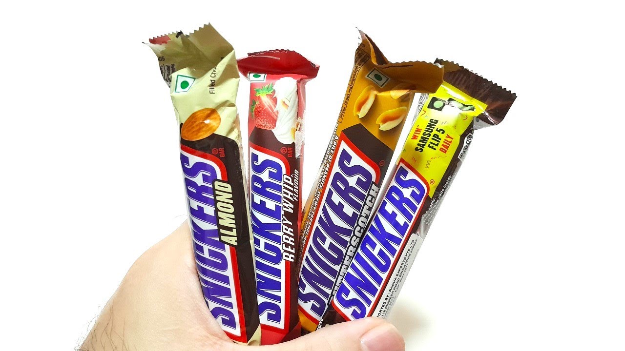 Opening half-size snickers chocolate bar from India - YouTube