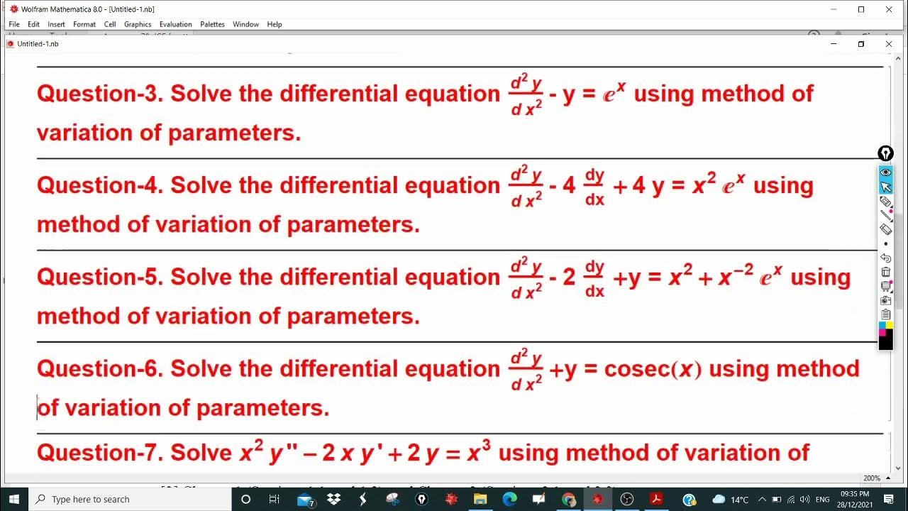 Solution of ordinary differential equation by variation of parameters ...