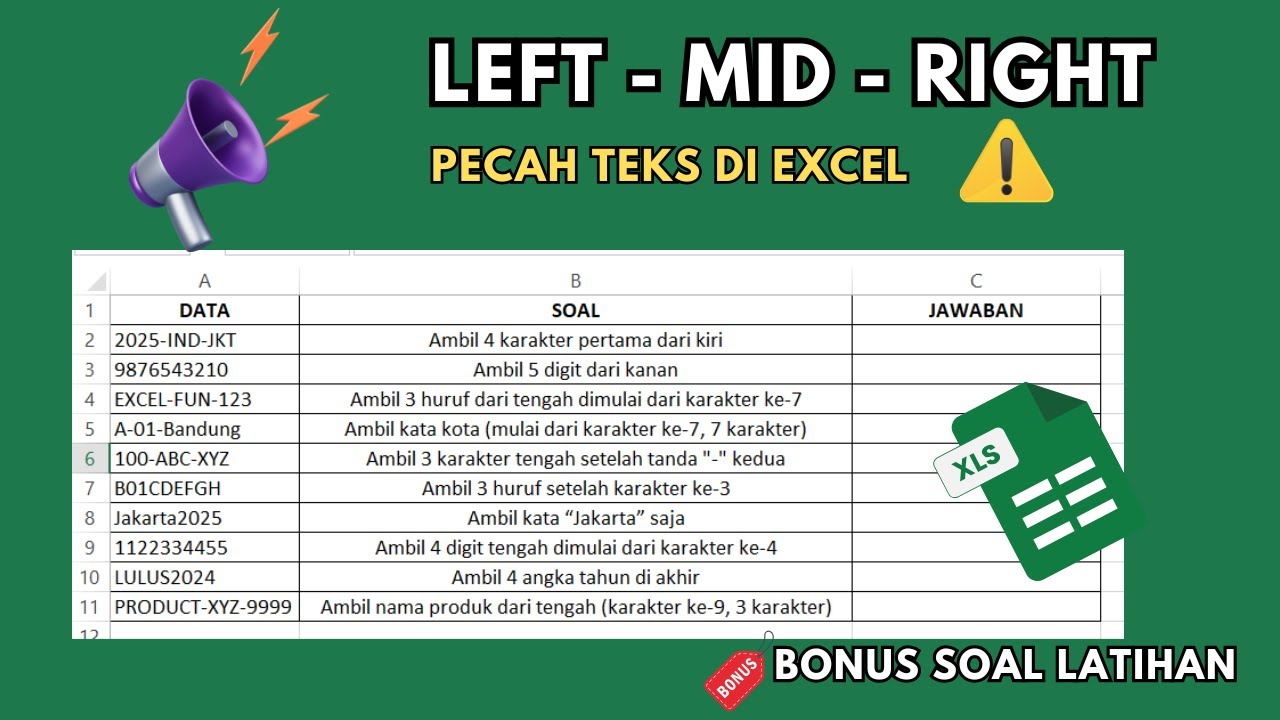 Cara Menggunakan Fungsi LEFT, MID, dan RIGHT di Excel | Pemula Wajib ...
