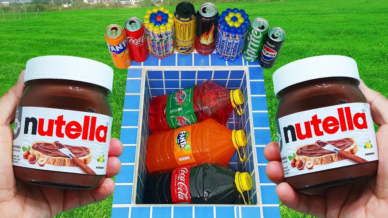 EXPERIMENT: NUTELLA Eruption& BIG Sprite of Fanta !! Popular Sodas ...