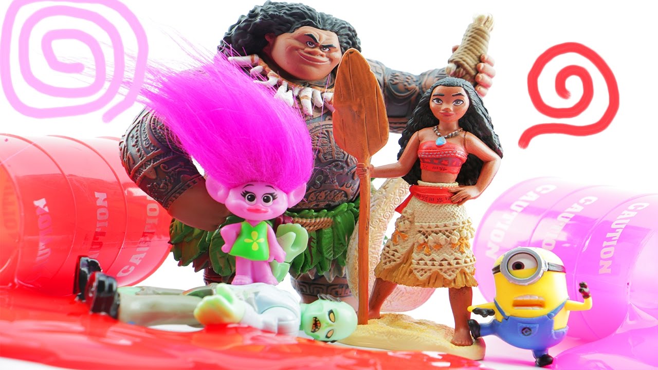 Disney Princess Moana, Maui & Trolls Poppy & Branch Spell in Kinetic ...