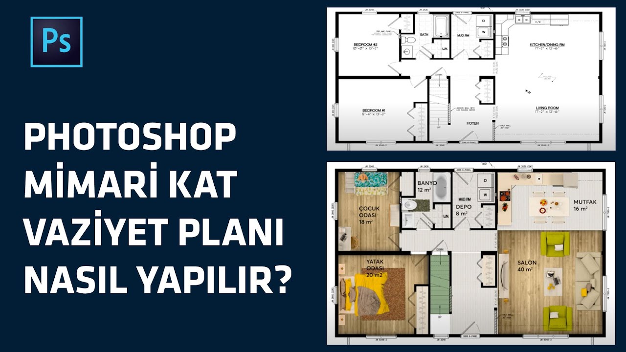 Photoshop Kat Vaziyet Planı Boyama Tefriş yerleştirme İsmail Doğan @Photoshop - YouTube