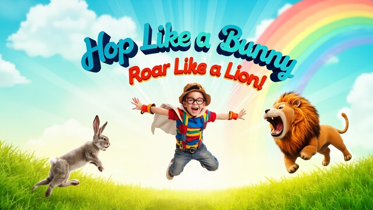 Hop like a bunny,Roar Like a Lion song for kids | Hop, Roar, Play ...