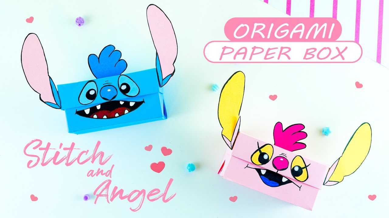 Origami paper box - Stitch and Angel - YouTube