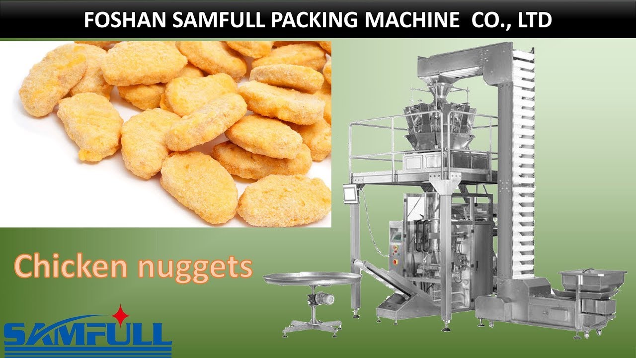 frozen chicken nuggets packing machine - YouTube