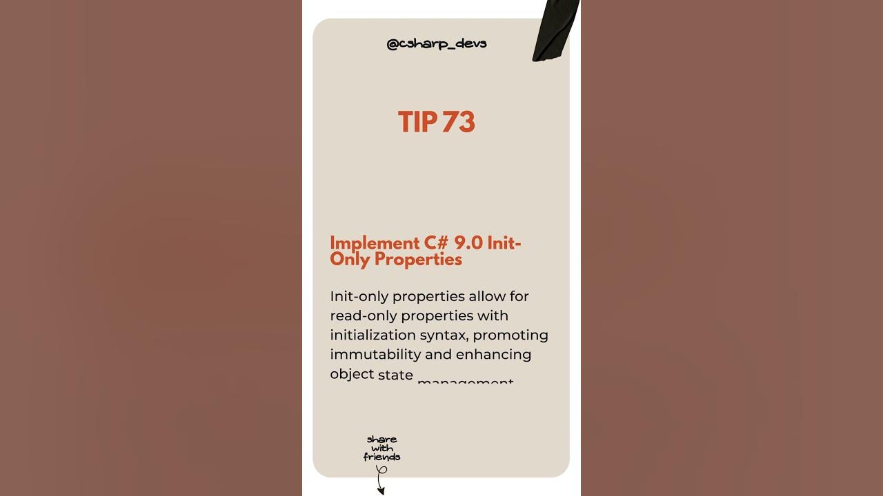 Tip 73 Of 100 Use Init Only Properties Csharp Dotnet Dotnetcore Dotnetcore Coding Tips
