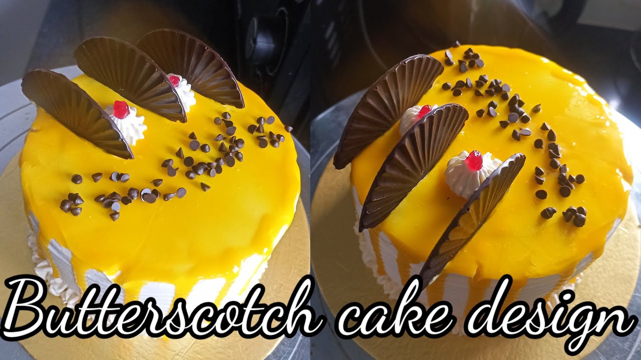 Butterscotch cake || Gel cake design || Simple and easy design || 1 ...