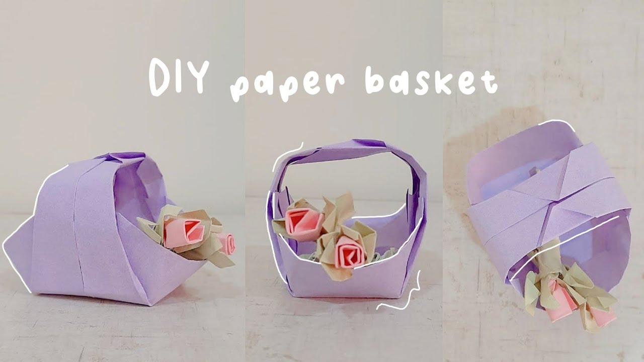 DIY MINI PAPER BASKET 🧺🌸 | How to make mini basket with paper | NO GLUE ...
