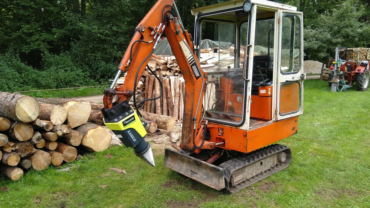 Schaeff HR02 Minibagger 1.5t mit Lasco 62.21 Kegelspalter - YouTube