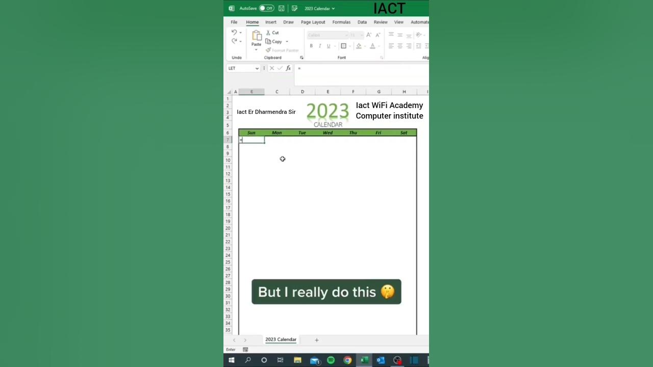 How To Make Calendar In Microsoft Excel Using Formula Trending Illution Viral Excel Youtube