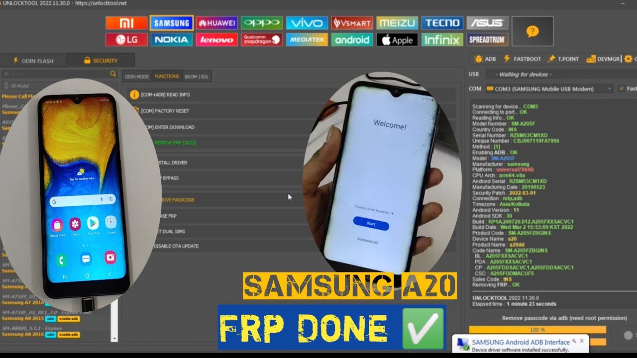 Samsung A20,A20s,A30,A50,A50s Frp Lock Unlock version 11,12 latest frp ...