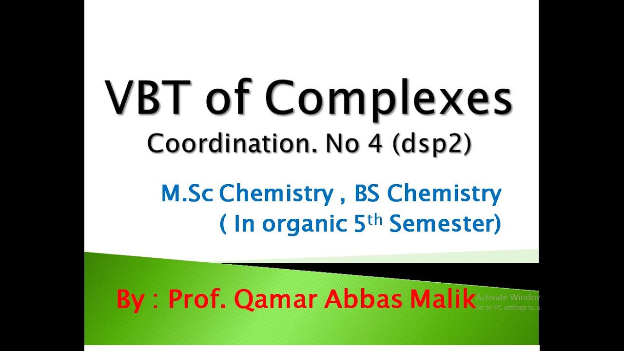 VBT of 4-coordinated complexes | Lecture no. 4 on VBT - YouTube
