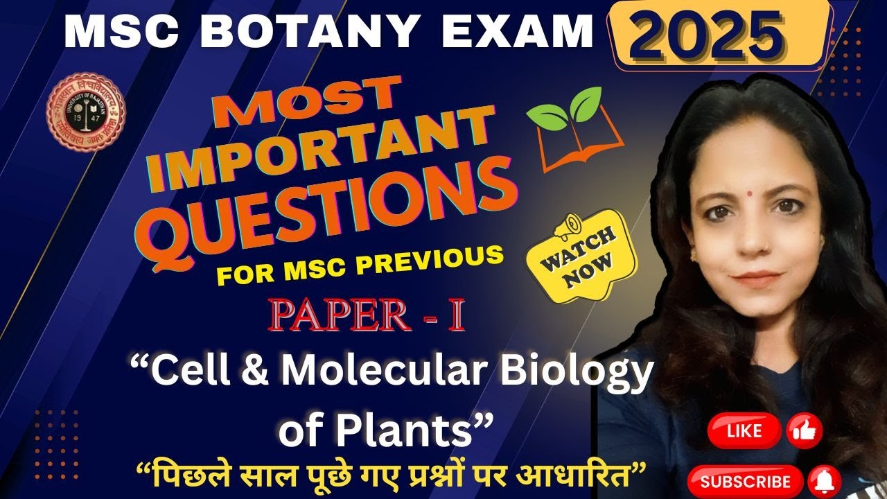 MSc Botany 2025: Most Important Questions for Paper 1 – Cell and ...