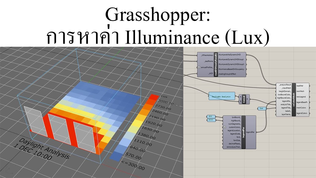 Grasshopper: การหาค่า Illiminance (Lux) - YouTube