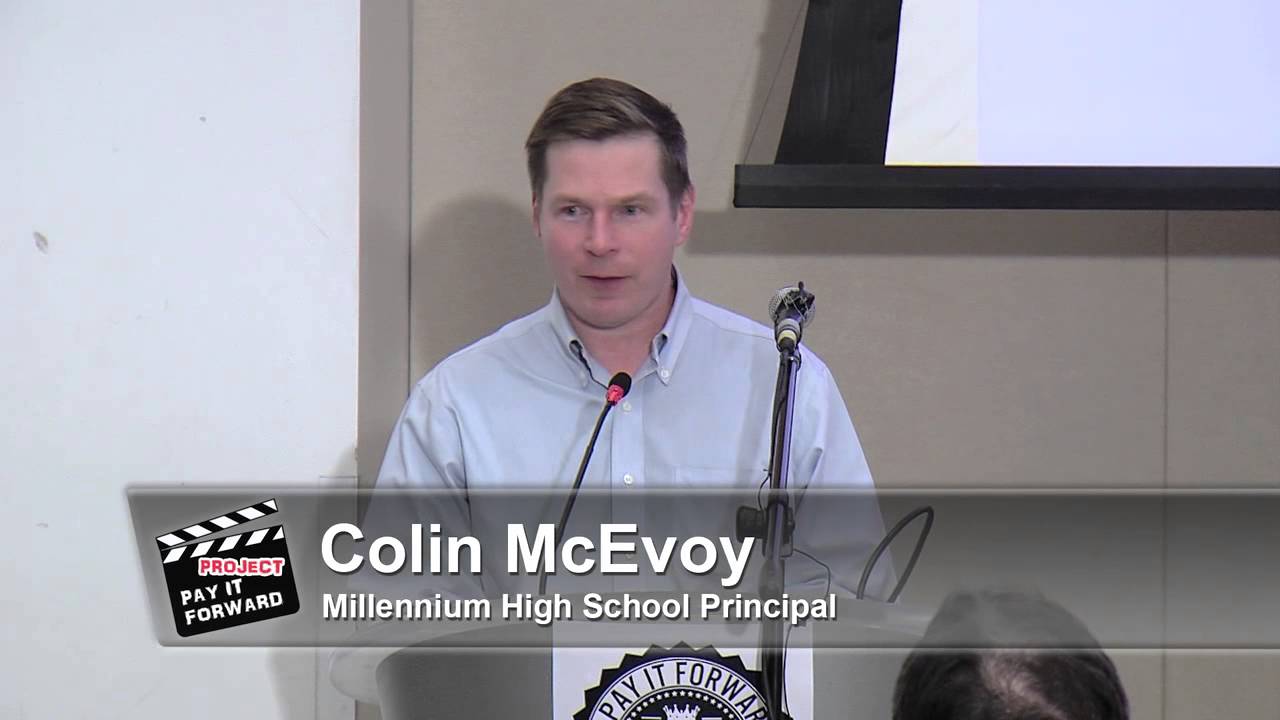 Colin McEvoy, Millennium High School Principal, at Project Pay It ...