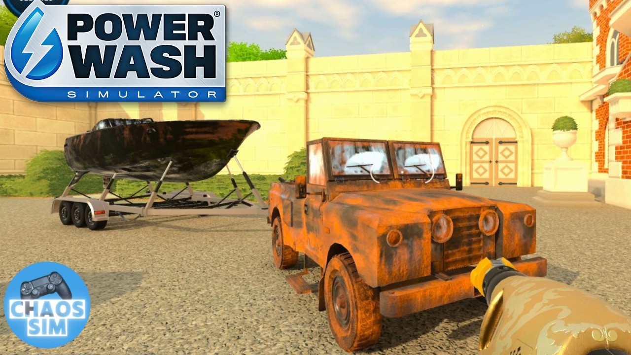 Powerwash Simulator // Cleaning Lara Croft's Land Rover & Boat - YouTube