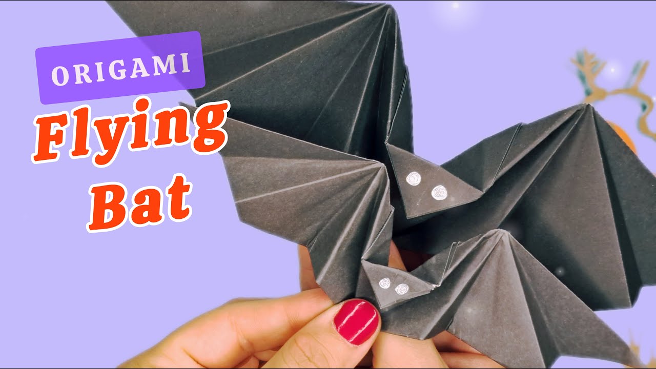 Folding an Origami Flying Bat: How to Make It for Halloween - YouTube