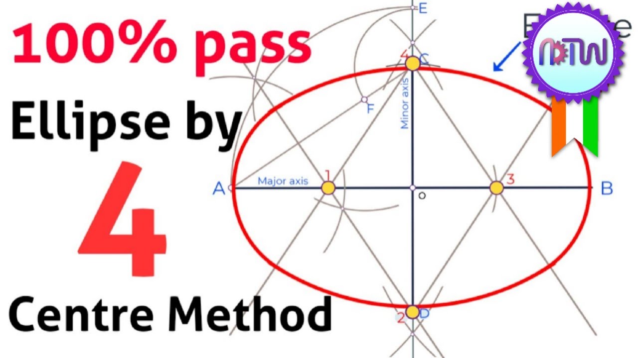 Drawing Ellipse by Four Centre Method | Ellipse by 4 centre method ...