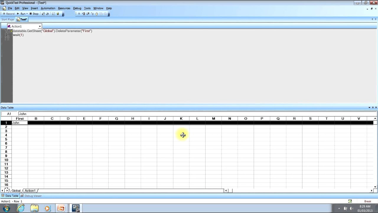QTP Video Tutorial: How To Use DataTable.DeleteParameter - YouTube