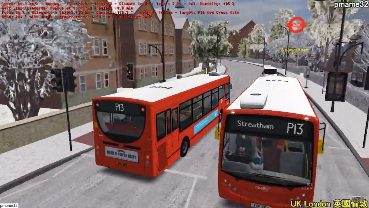 Omsi 2 tour (1820) London bus P13 (partial) Streatham - Downton Ave ...