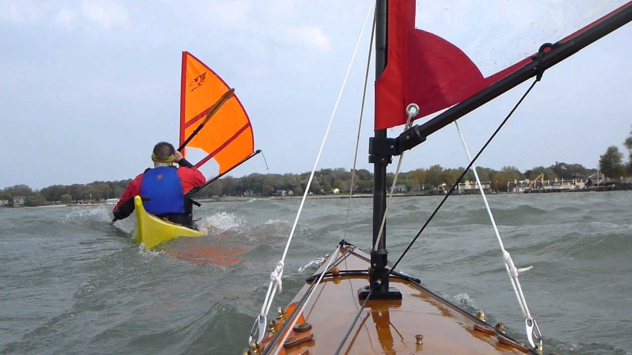 Kayak Sailing with high winds on Lake Erie - YouTube