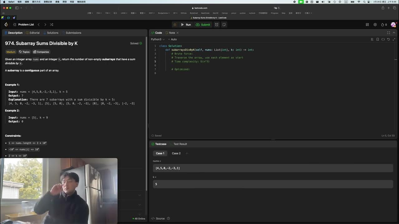 974 Subarray Sums Divisible by K 梅姐出來 - YouTube