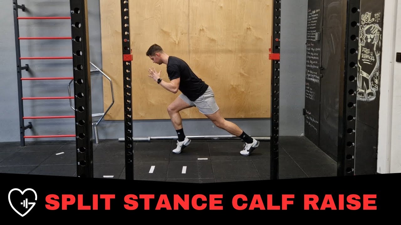 Split stance soleus calf raise / Wspięcie na palce w pozycji wykrocznej ...