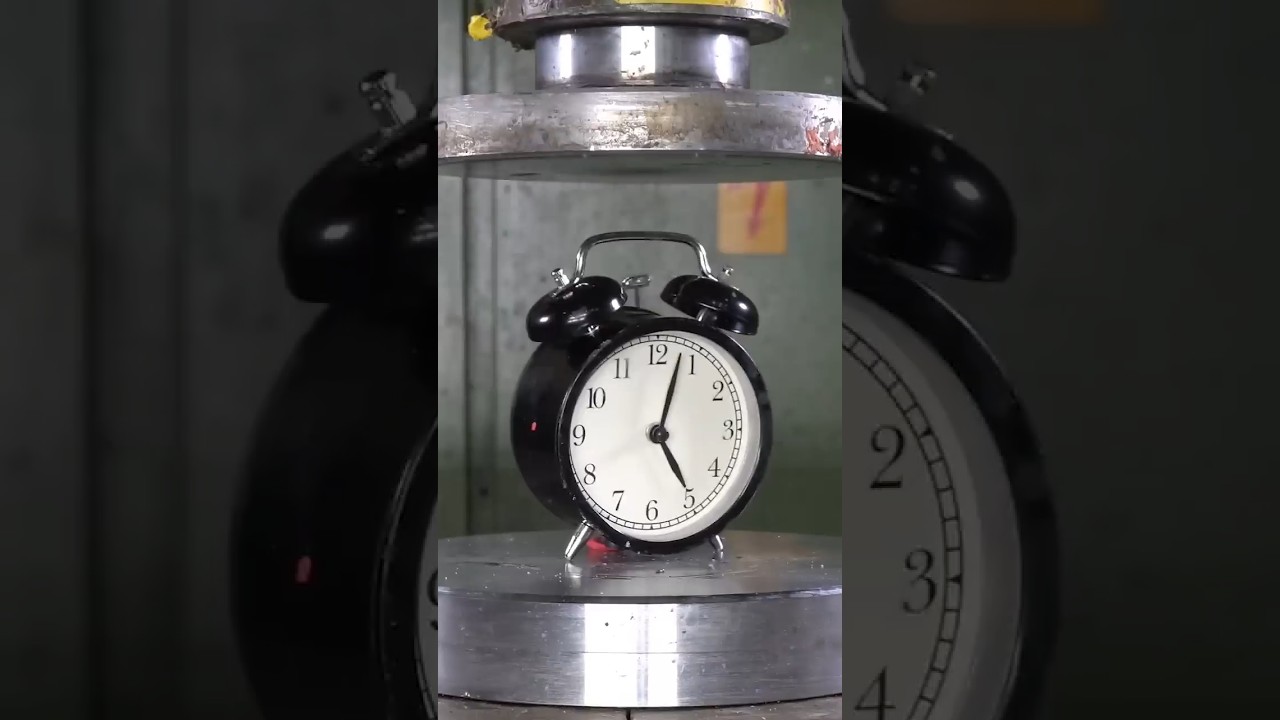 Crack the clock ⏰ with hydraulic💫 pressure ! #viral #asmr #satisfying # ...