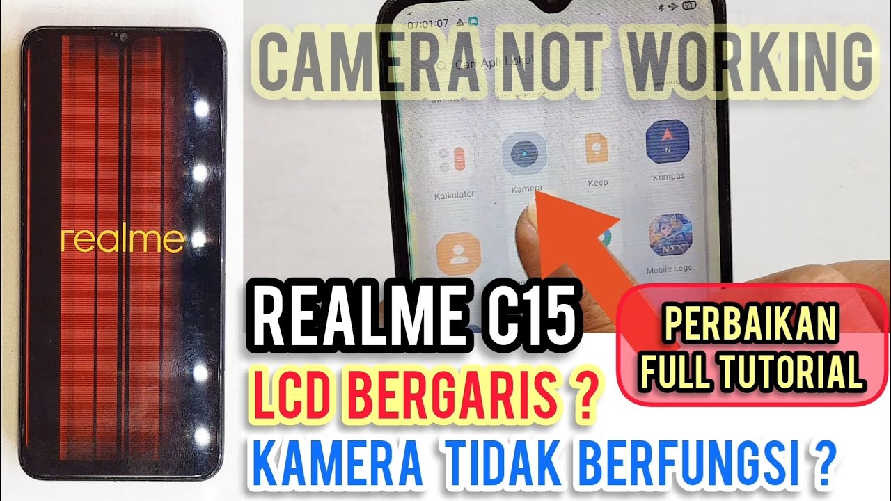 REALME C15 CAMERA PROBLEM ‼ LCD BERGARIS & KAMERA TIDAK BERFUNGSI ...