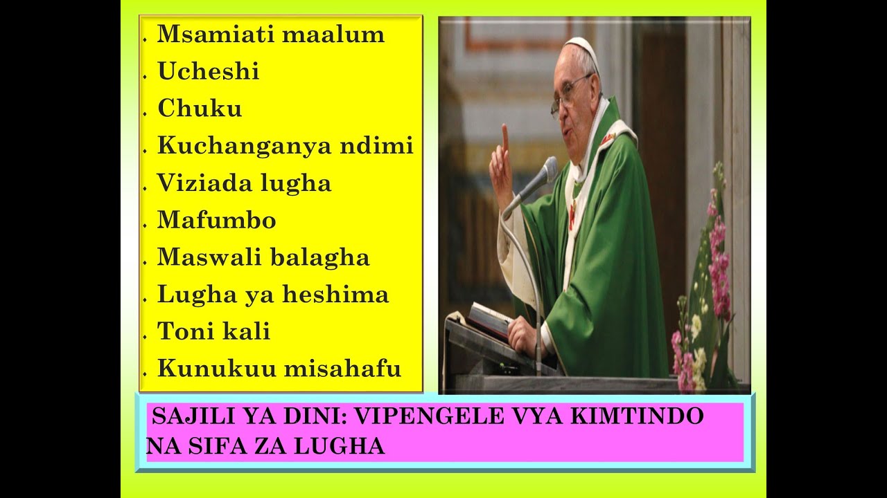 Lesson 62: Isimujamii:Sajili ya dini/Maabadini/sifa za kimtindo na za ...