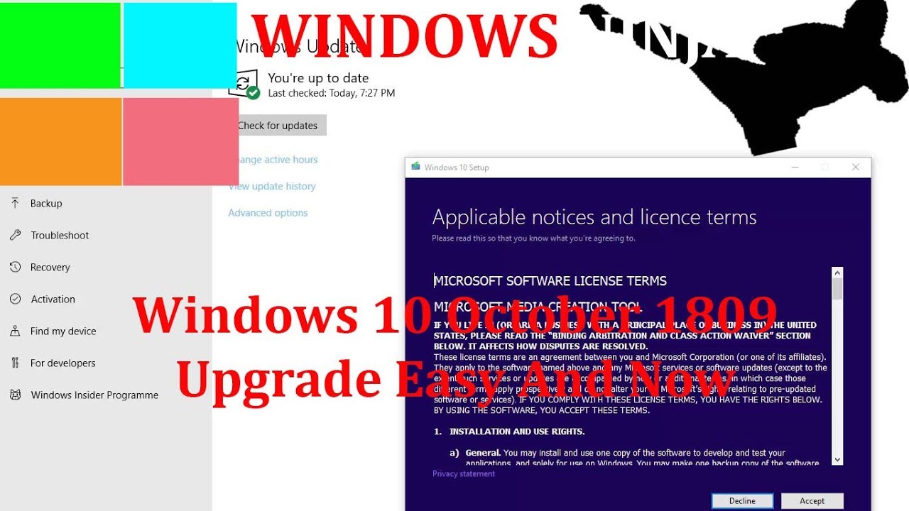 Windows 10 October 1809 - Upgrade Easy And Now (backup before upgrade) - YouTube