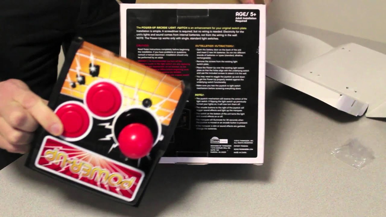 ThinkGeek Power-Up Arcade Light Switch Plate unboxing & installation ...
