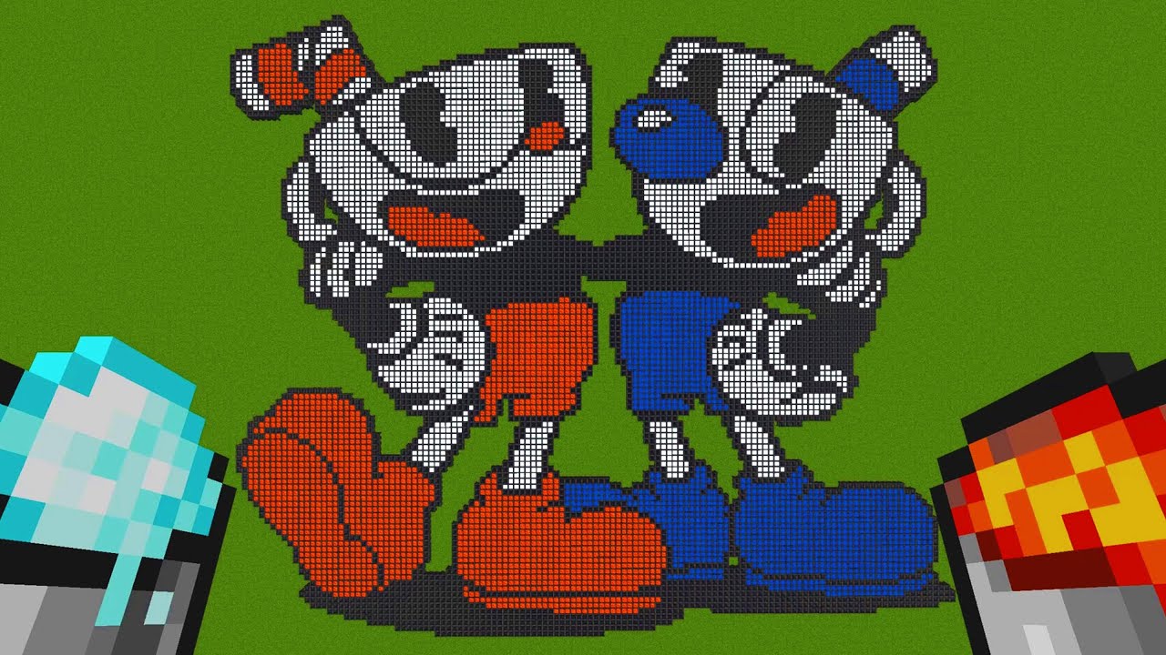 CupHead Pixel Art in Minecraft - YouTube