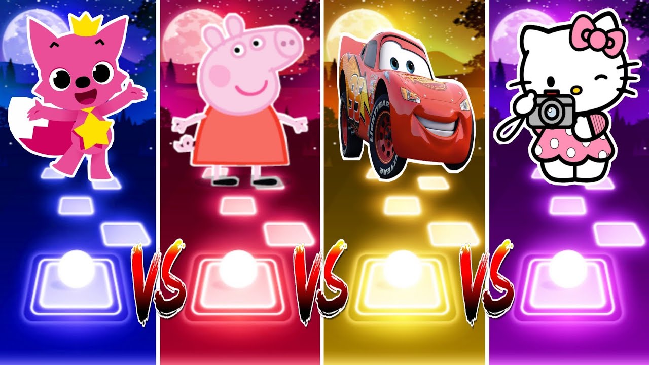 Pinkfong - Peppa Pig - Lightning McQueen - Hello Kitty || Tiles Hop Edm ...