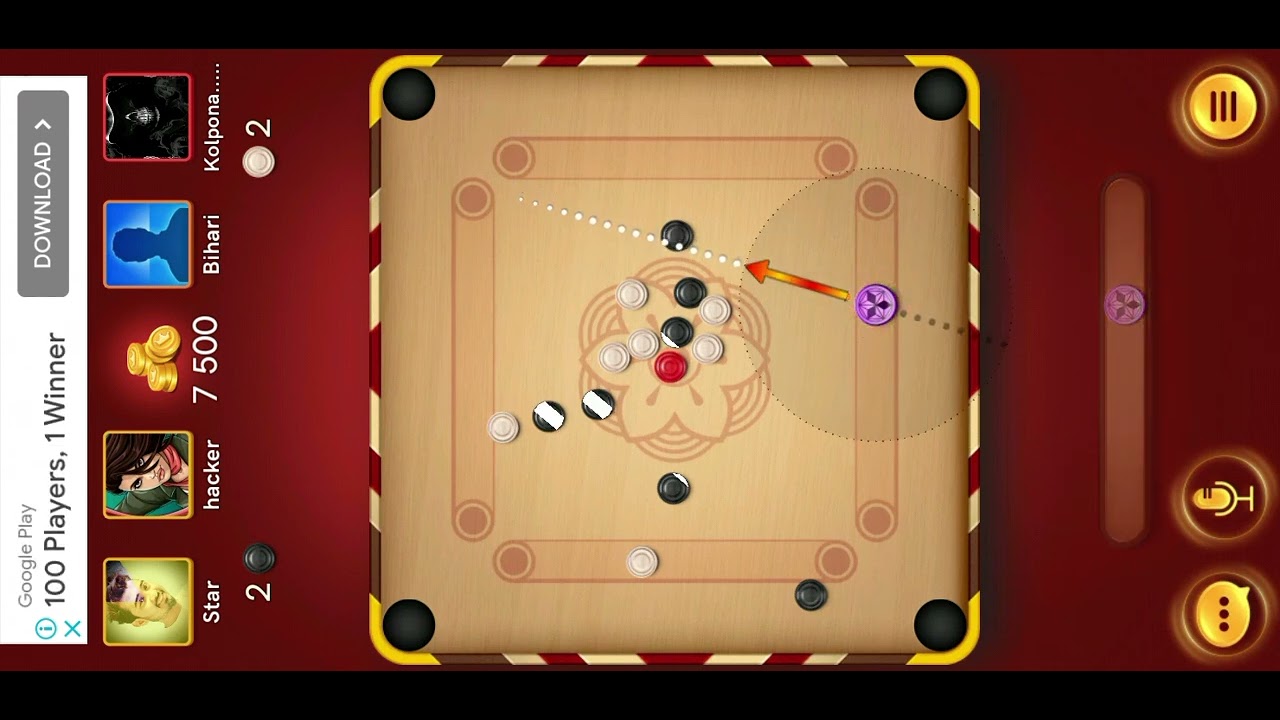 Carrom 4 players game | Carrom pool 2 vs 2 Player game play | carrom ...