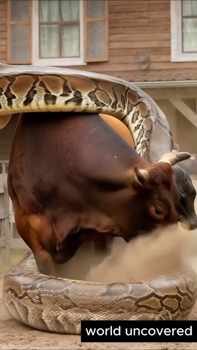 Python vs. Bull Fight: Who Will Survive This Epic Battle? 😱 #shorts ...