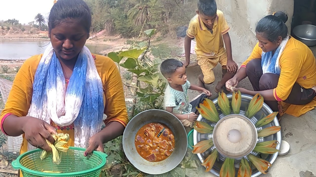 Village Poor Girl Cooking by Pumpkin flower With Egg Curry Recipe ...