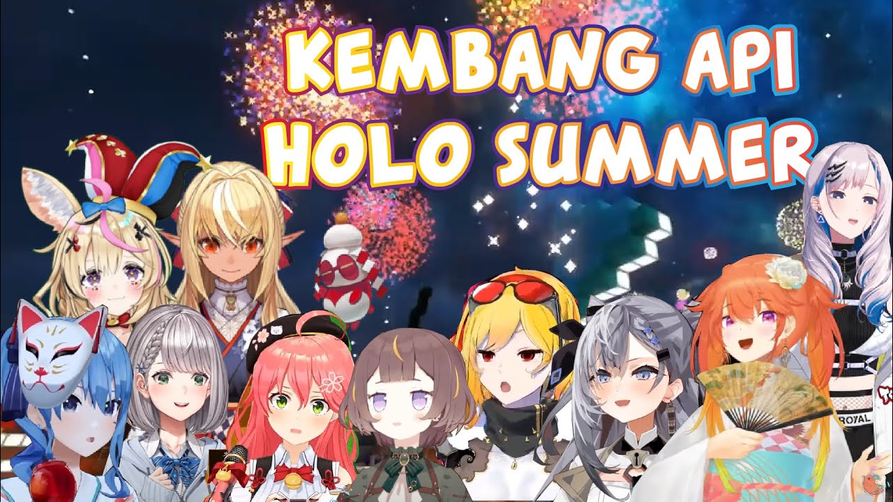 Kembang Api Di Holo Summer Yang Memukau (w/ Anya, Zeta, Kaela, Reine ...