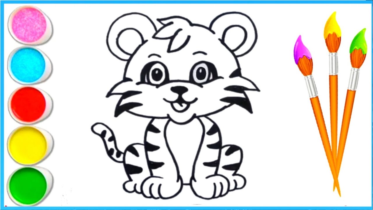 how to Draw tiger | painting for kids toddlers | easy tiger drawing ...