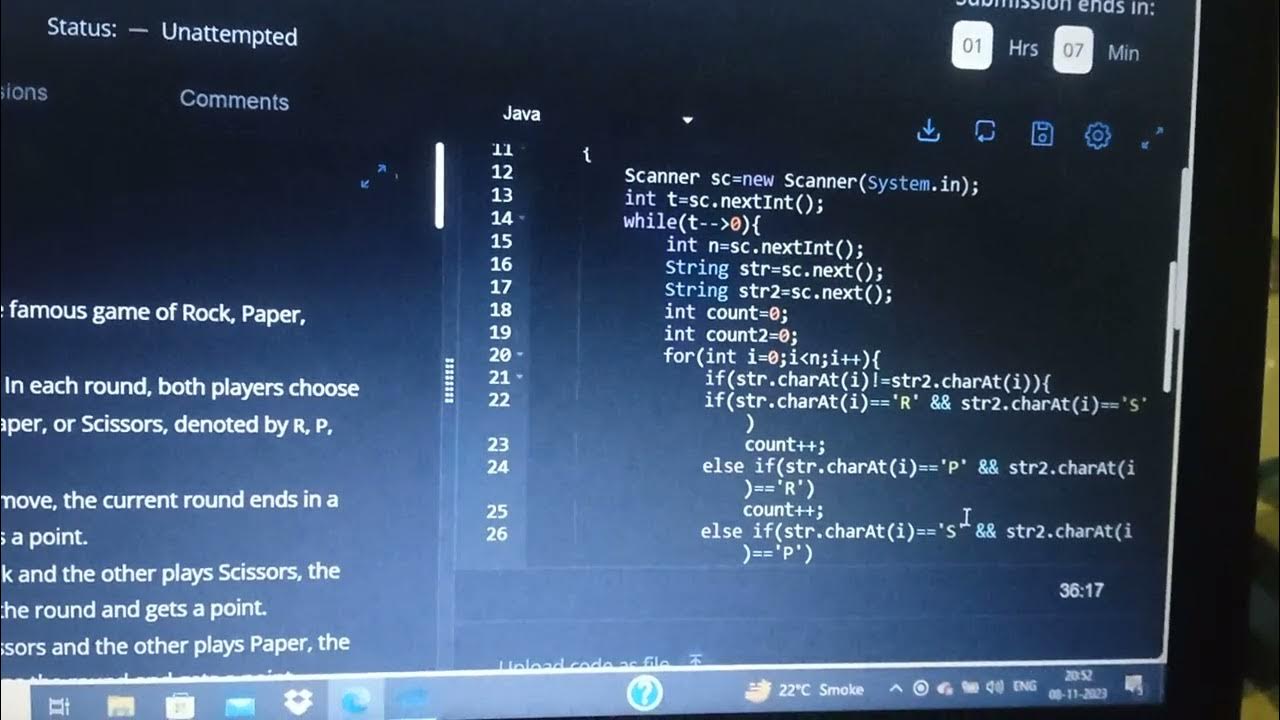 Rock Paper Scissors Java Codechef Solution Youtube