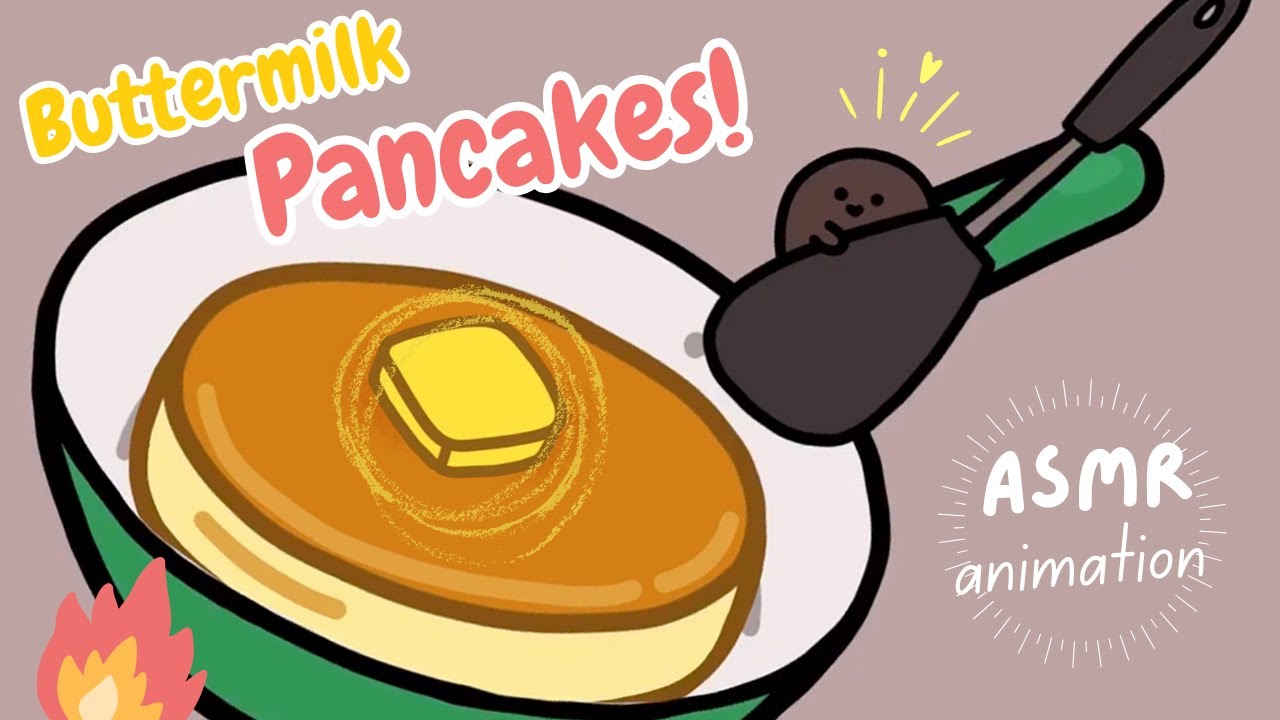 ASMR Cute Animation | Buttermilk Pancakes Recipe 🥞 Cooking, Mukbang ...