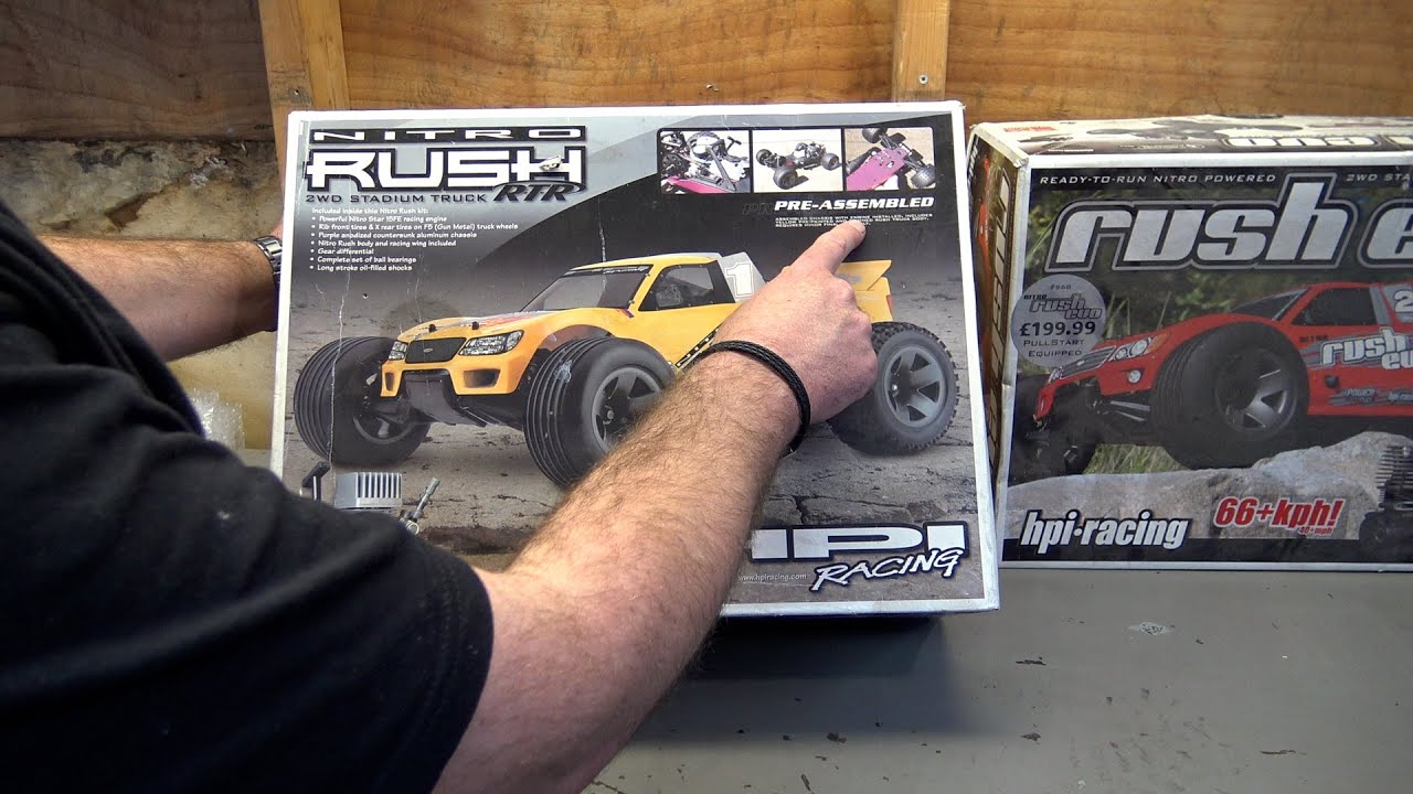 A Look Back In Time The HPI RUSH & RUSH EVO NITRO STADIUM TRUCKS - YouTube