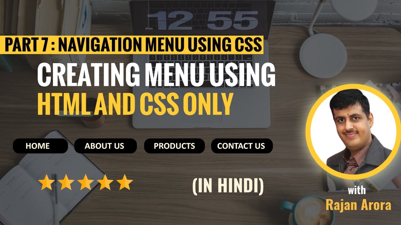 07 Creating A Basic Navigation Menu Using Html Css Hindi Rajan Tech 6350