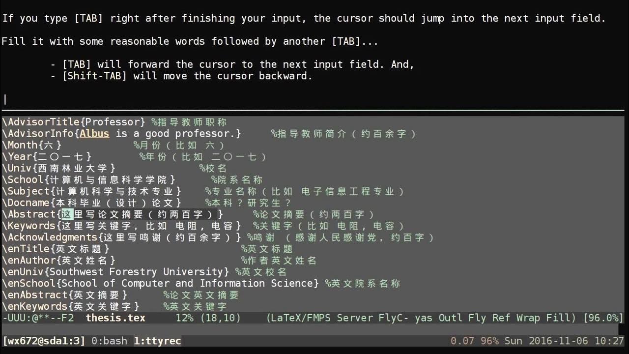 Writing Thesis with Emacs + AUCTeX +Yasnippet - YouTube